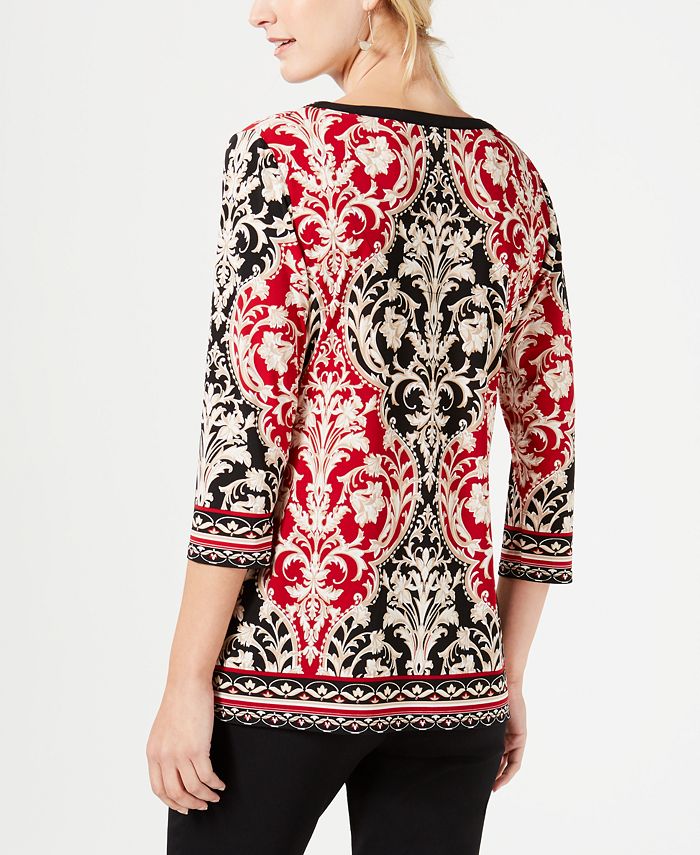 JM Collection Petites JM Collection Petite Embellished Printed Tunic ...