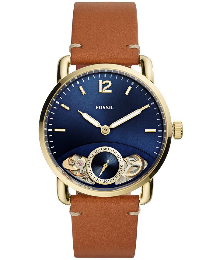 Fossil Men's Commuter Twist Luggage Leather Strap Watch 42mm - Macy's