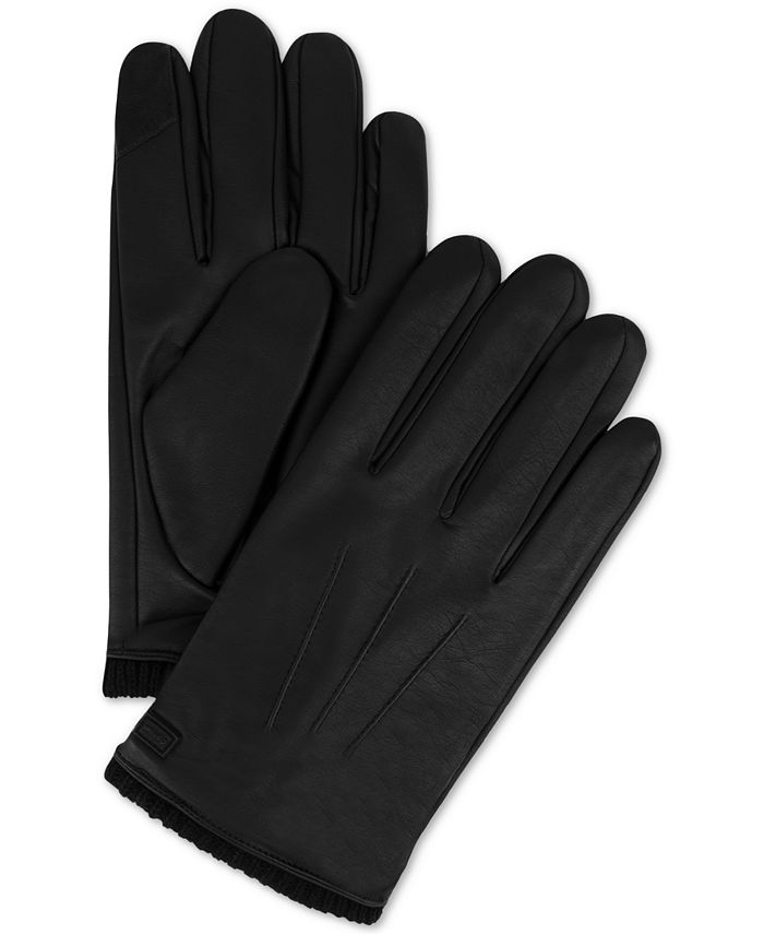 Calvin Klein Men's Triple Point Knit-Cuff Gloves - Macy's