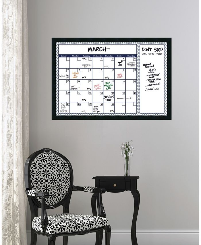 Amanti Art Blue Quatrefoil X-Lrg 38x26 Framed Glass Dry Erase Calendar ...