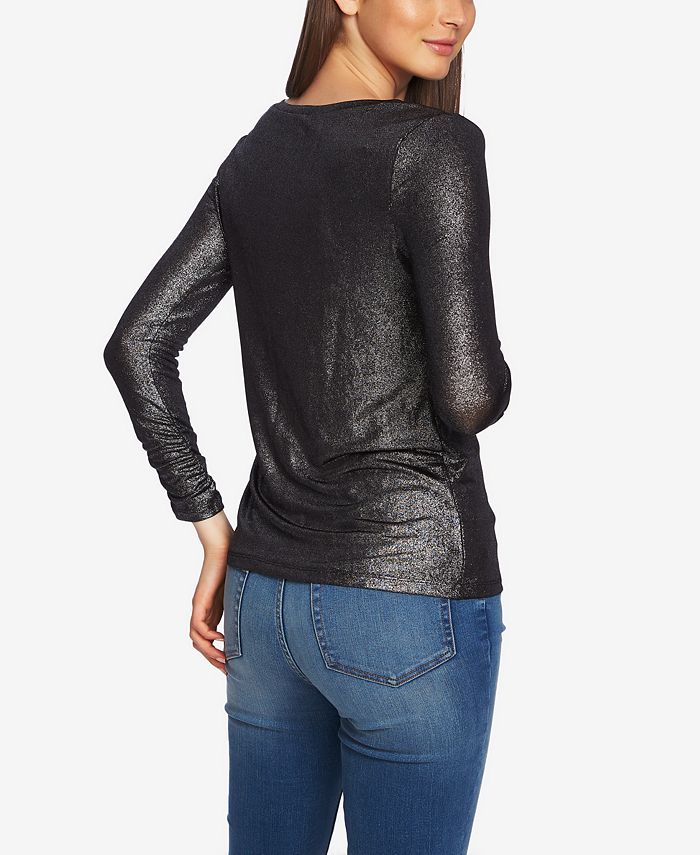 1.STATE Ruched-Cuff Shimmery Top - Macy's