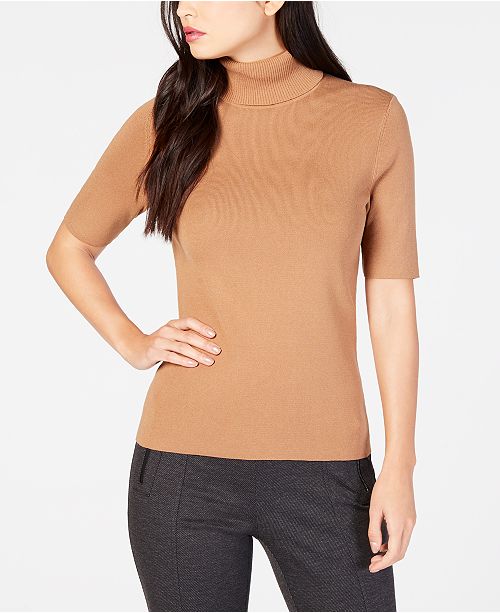 Anne Klein Short Sleeve Turtleneck Sweater Sweaters Women Macys