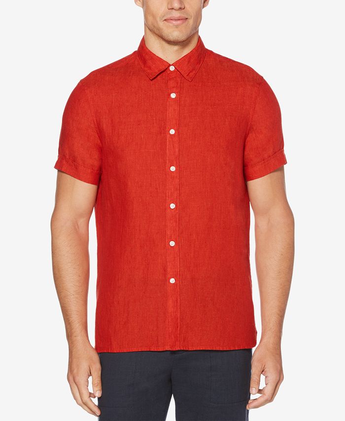 Perry Ellis Men's Regular-Fit Linen Shirt - Macy's