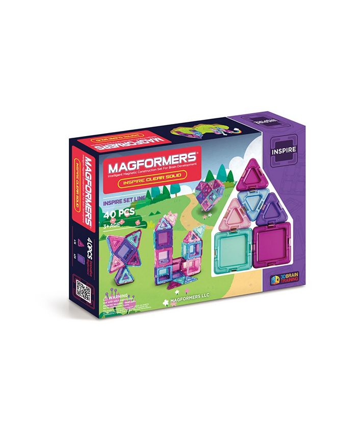 Magformers Solids Clear Inspire 40 Piece Magnetic Construction Set - Macy's