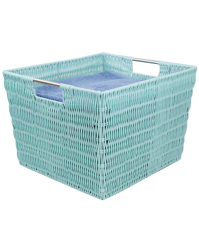 Home Basics Decorative Weave Plastic Basket - Macy's