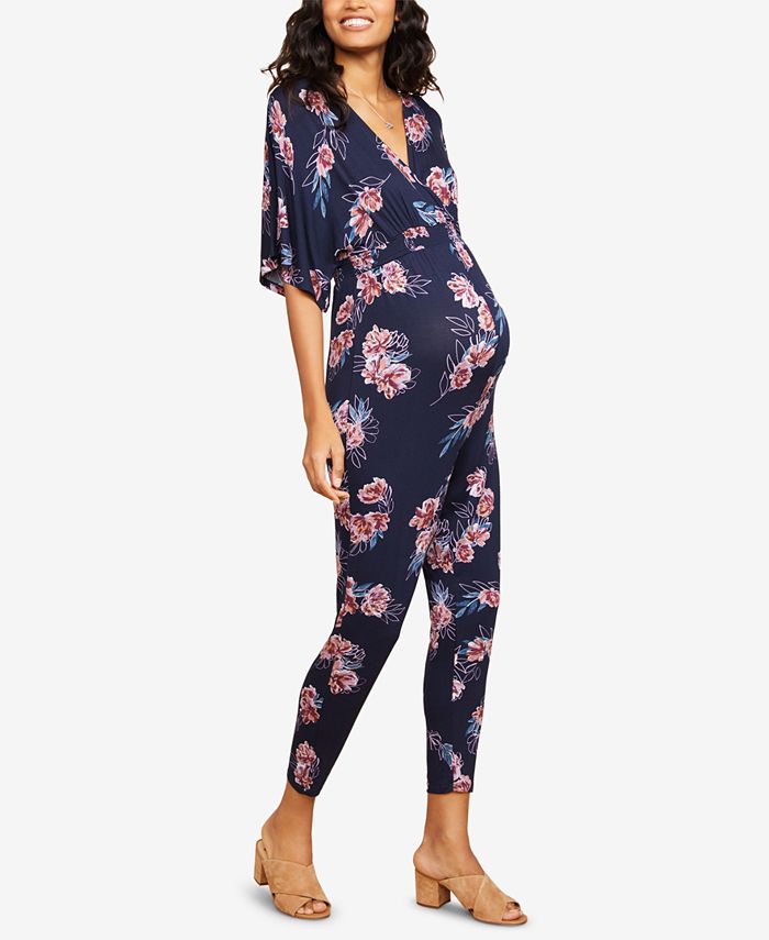 Jessica Simpson Maternity Floral-Print Jumpsuit & Reviews - Maternity ...