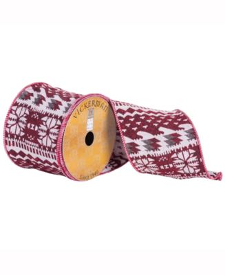 4" X 10Yd Red, White And Silver Tapestry Jacquard Ribbon - Macy's