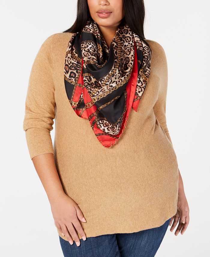 INC International Concepts I.N.C. Chain & Animal-Print Square Scarf ...