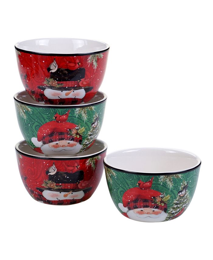 Tracy Porter Certified International Winter's Plaid 4-Pc. Ice Cream ...