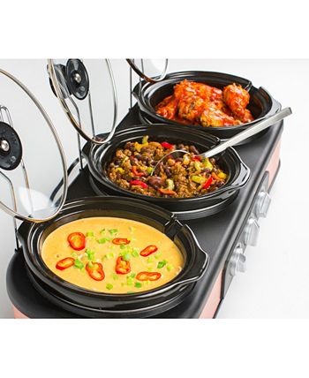 Ronco HomeCraft 3-Station 1.5-Quart Oval Slow Cooker Buffet - Copper ...