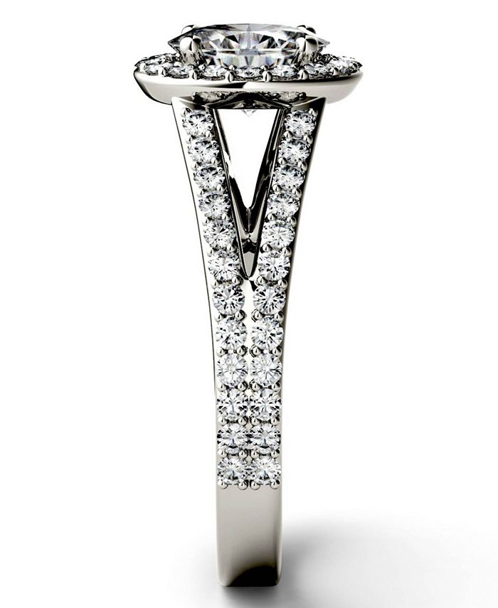Charles & Colvard Moissanite Split Shank Oval Halo Ring (1-1/2 ct. tw ...