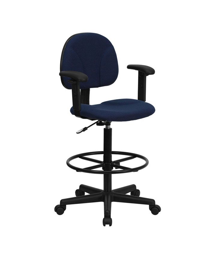 Flash Furniture Navy Blue Patterned Fabric Drafting Chair With ...