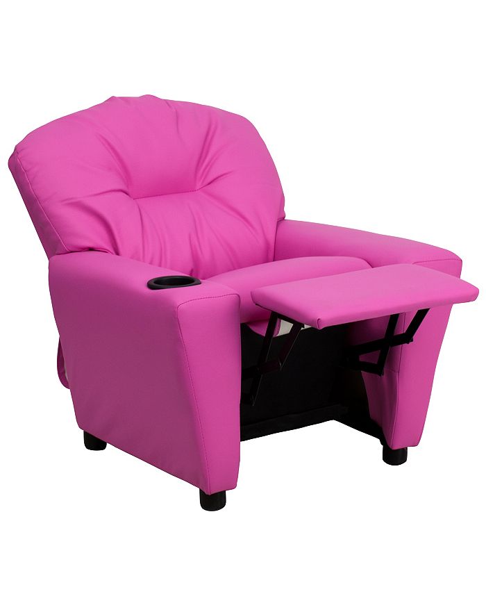 Flash Furniture Contemporary Hot Pink Vinyl Kids Recliner With Cup ...