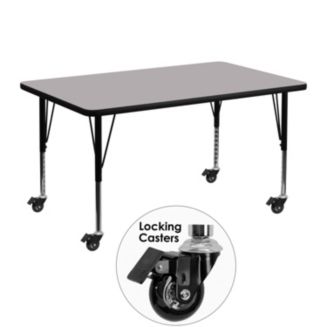 Mobile 30''W X 48''L Rectangular Grey Thermal Laminate Activity Table ...