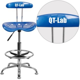 Personalized Vibrant Bright Blue And Chrome Drafting Stool With Tractor ...
