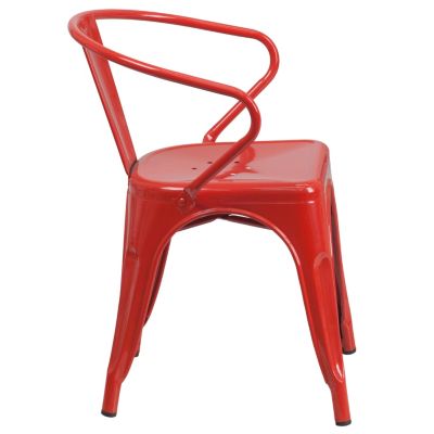 Flash Furniture Red Metal Indoor-Outdoor Chair With Arms - Macy's