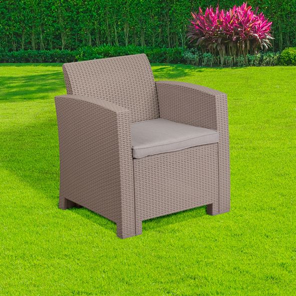 Flash Furniture Light Gray Faux Rattan Chair With All-Weather Light ...