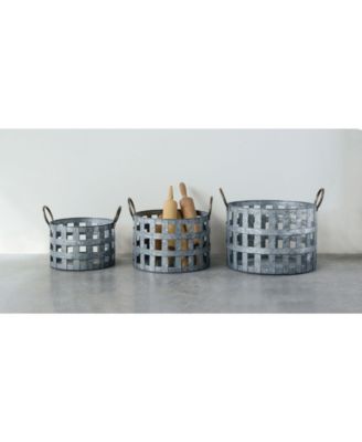 3R Studio Metal Open Weave Baskets w/ Handles, Set of 3 - Macy's
