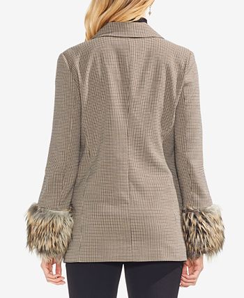 Vince Camuto Faux-Fur Cuffed Jacket - Macy's