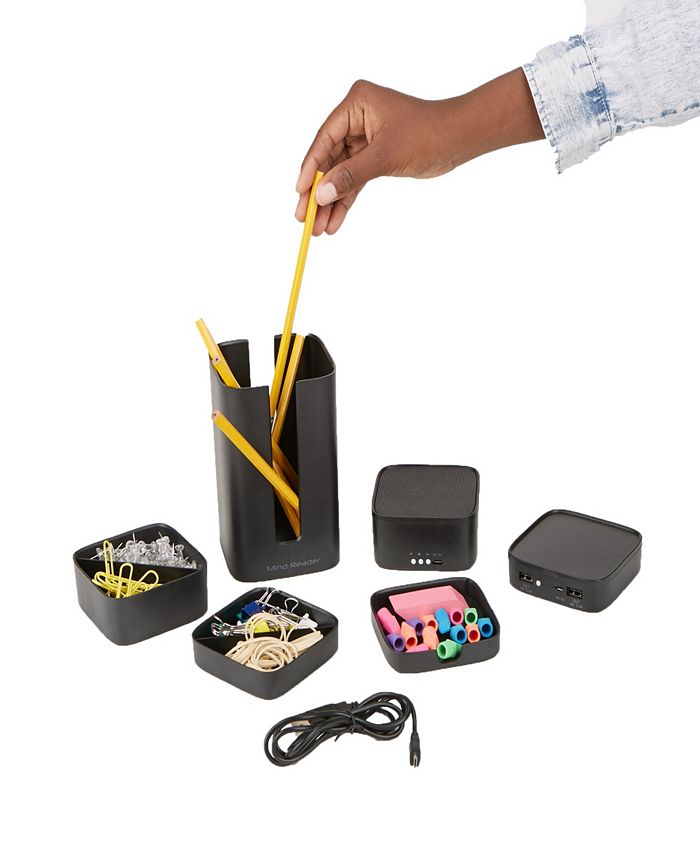 Mind Reader Stacked Desk Organizer 7 Piece Set, Black - Macy's