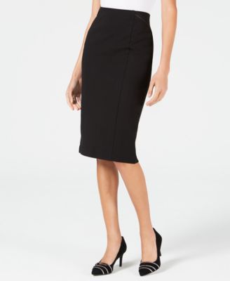 Alfani Faux-Leather-Trim Midi Skirt, Created for Macy's - Macy's