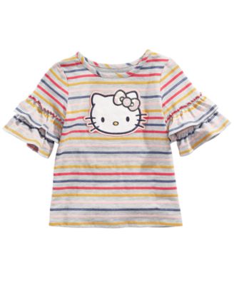 Hello Kitty Toddler Girls Ruffle-Sleeve Striped Top - Macy's