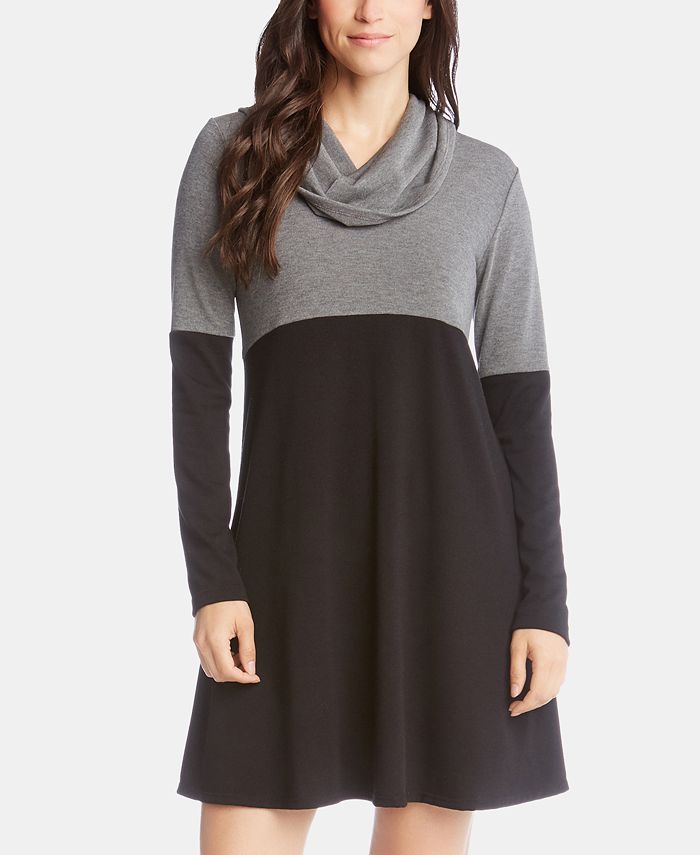 Karen Kane Colorblock Cowlneck A-Line Dress - Macy's