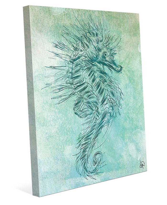 Creative Gallery Seahorse Ghost Drawing 16" X 20" Canvas Wall Art Print ...