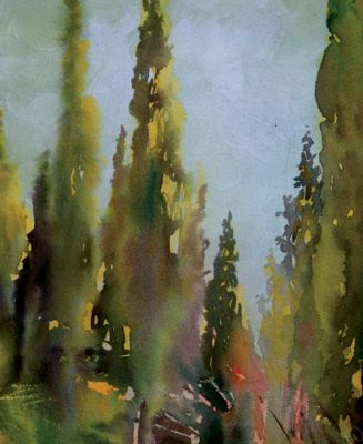 Watercolor |talian Cedar Trees On 16" X 20" Canvas Wall Art Print - Macy's