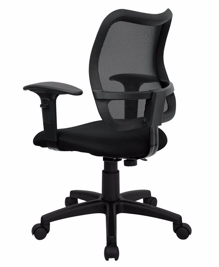 Clickhere2shop Mid-Back Mesh Task Chair with Navy Blue Fabric Seat and ...