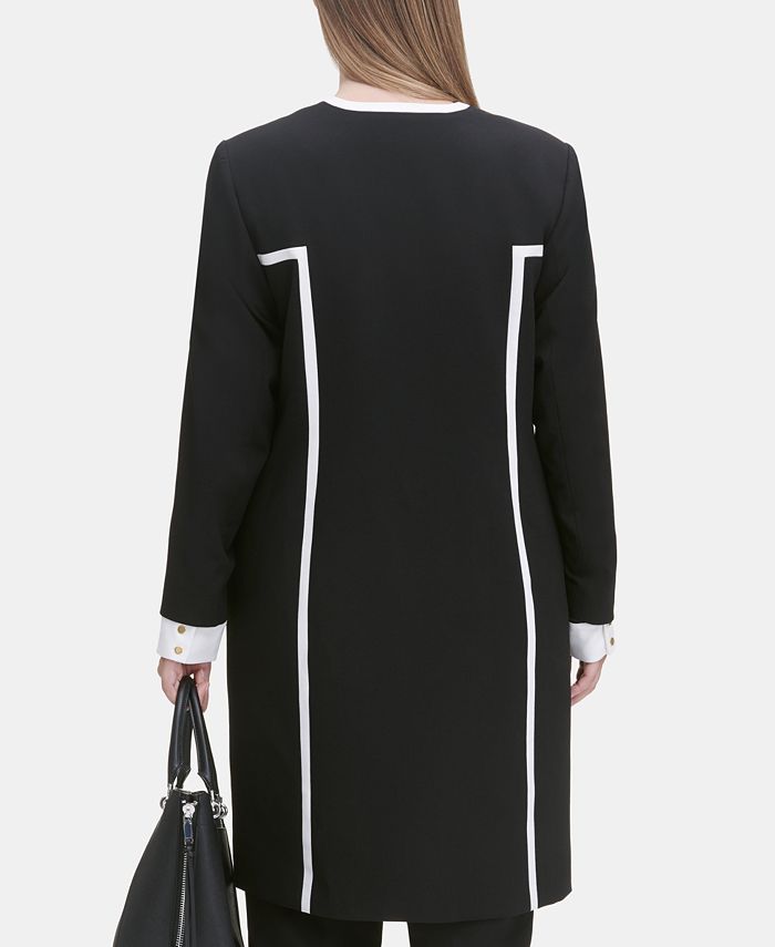 Calvin Klein Plus Size Piped Longline Jacket - Macy's