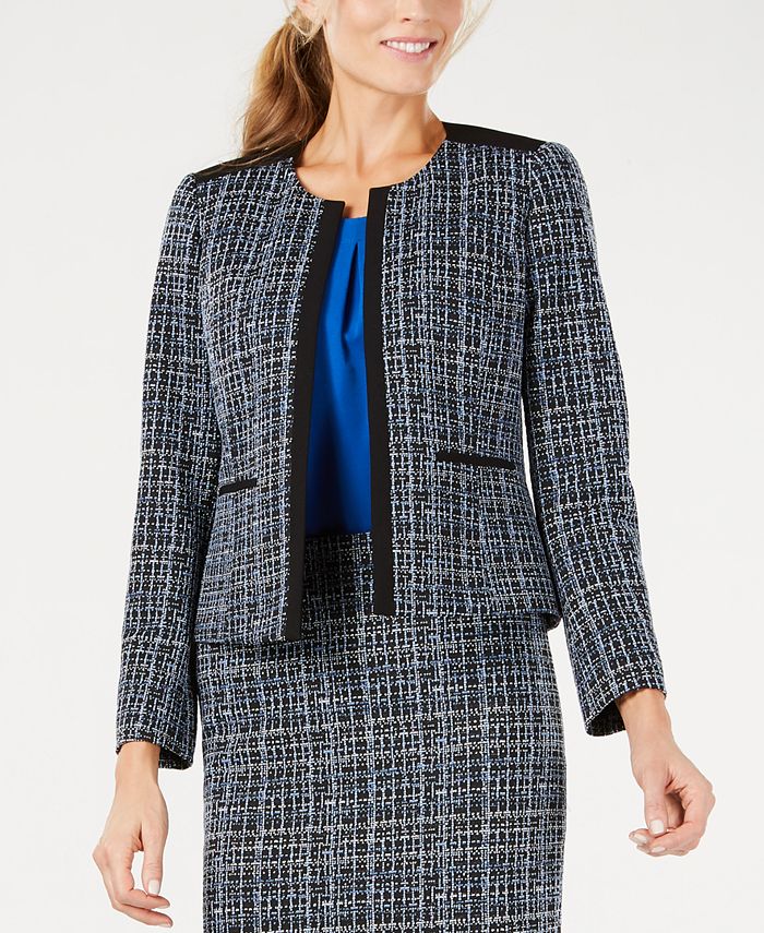 Kasper Open-Front Jacquard Jacket - Macy's