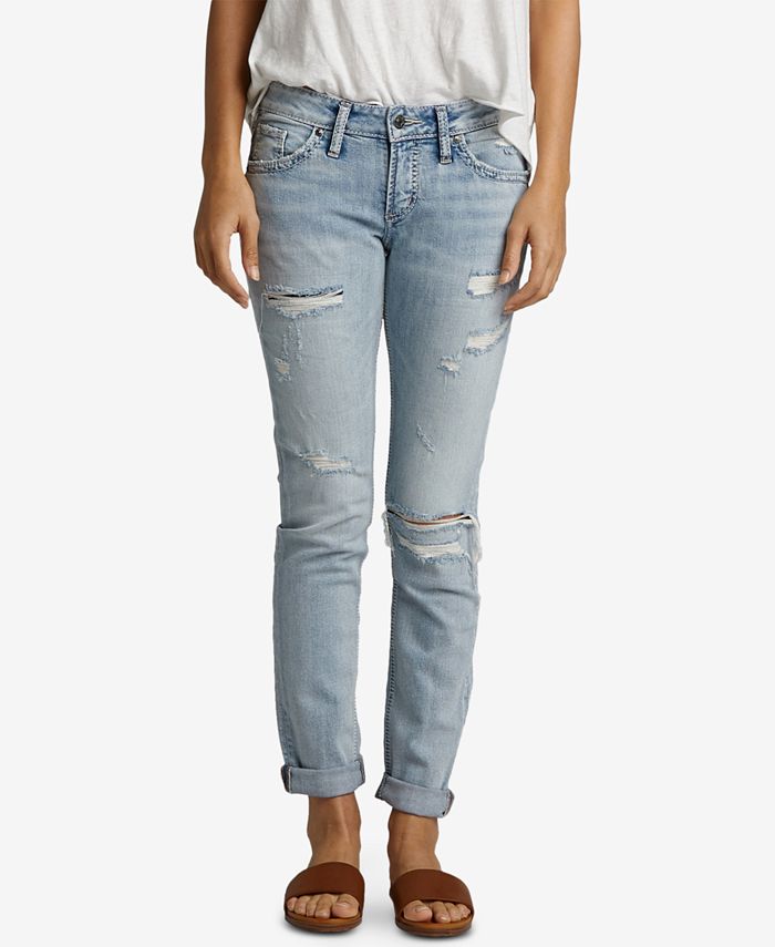 Silver Jeans Co. Ripped Boyfriend Jeans - Macy's