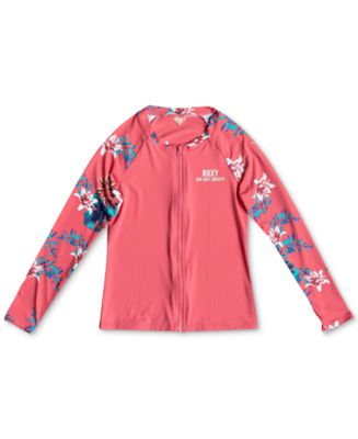 Roxy Big Girls Zip-Up Rash Guard - Macy's