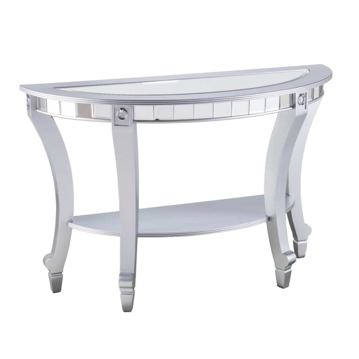Click here for Pennsbury Glam Mirrored Demilune Console Table - S... prices