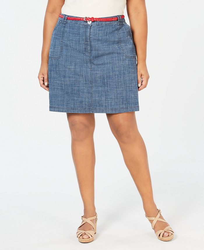 Karen Scott Plus Size Chambray A-Line Skort, Created for Macy's - Macy's