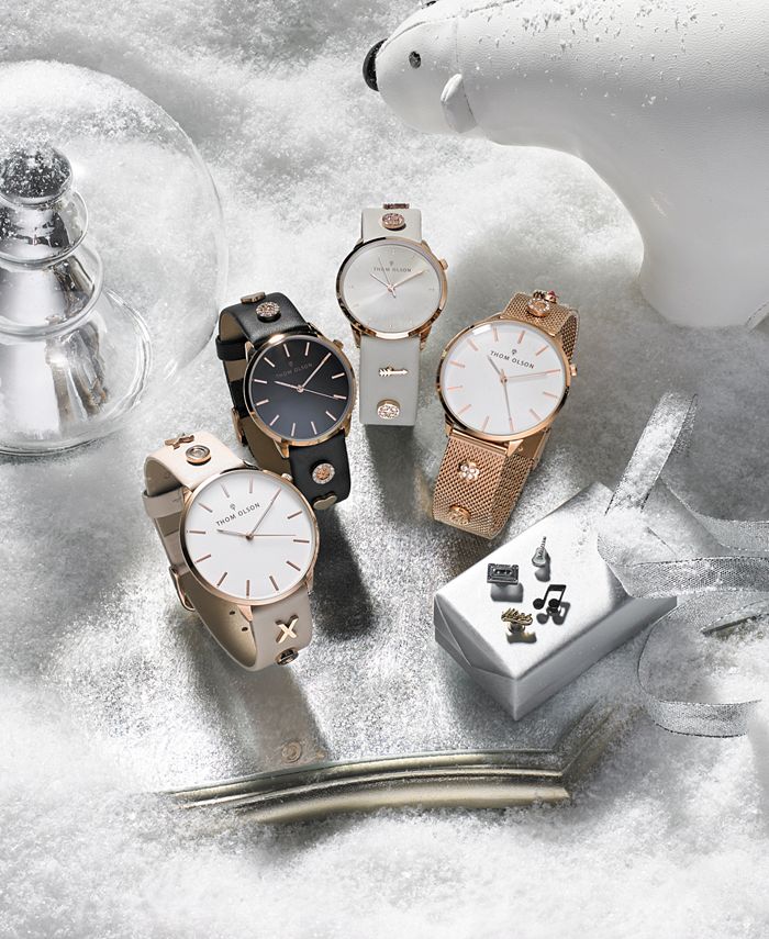 Thom Olson Women's Blush Leather Strap Watch 40mm - Macy's