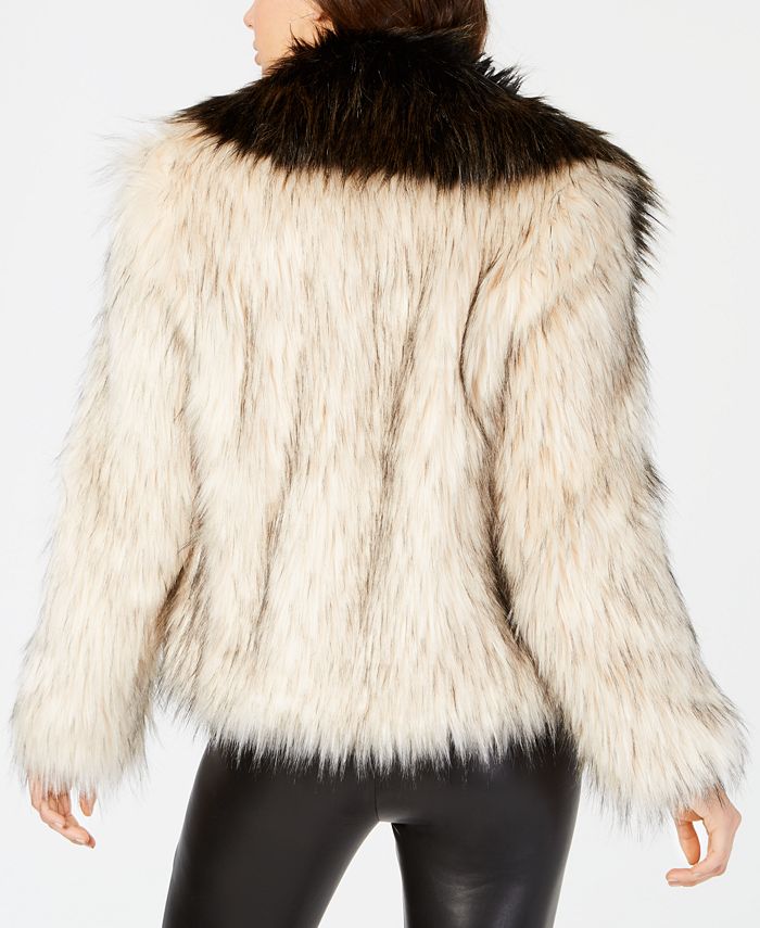 GUESS Rex Two-Tone Faux-Fur Jacket - Macy's