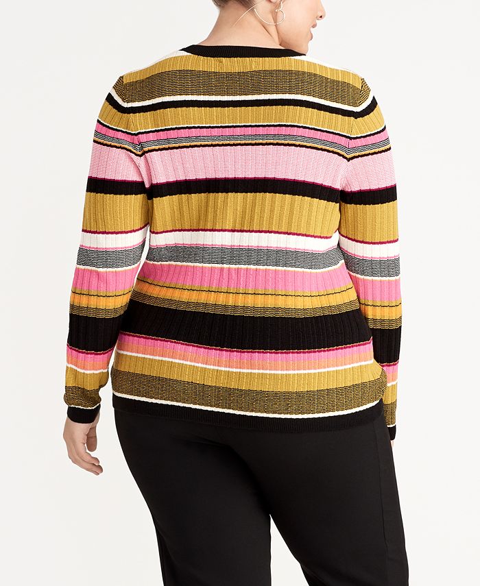 RACHEL Rachel Roy Trendy Plus Size Kennedy Striped Sweater, Created for ...