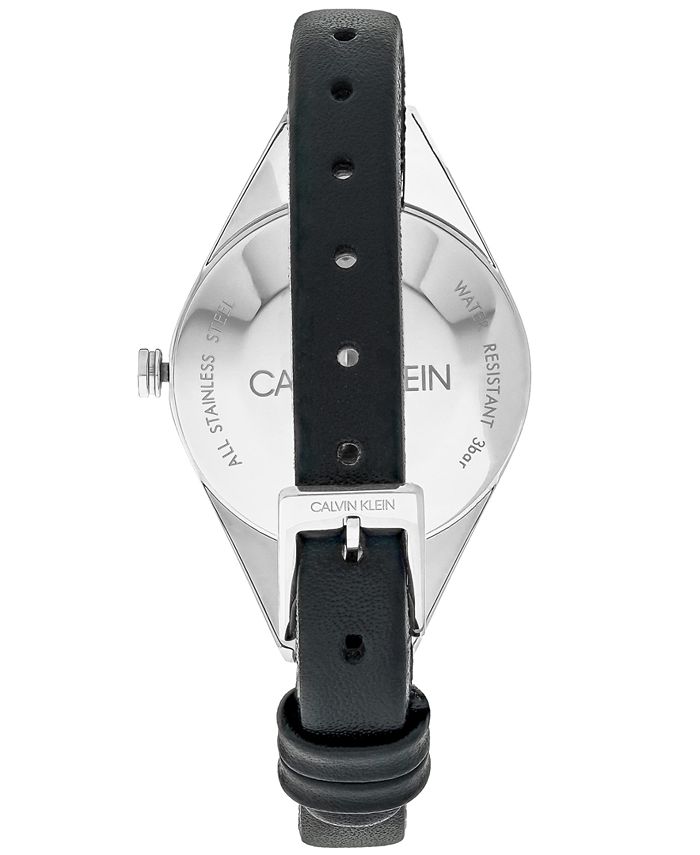 Calvin Klein Women's Swiss Rebel Black Leather Strap Watch 29mm - Macy's