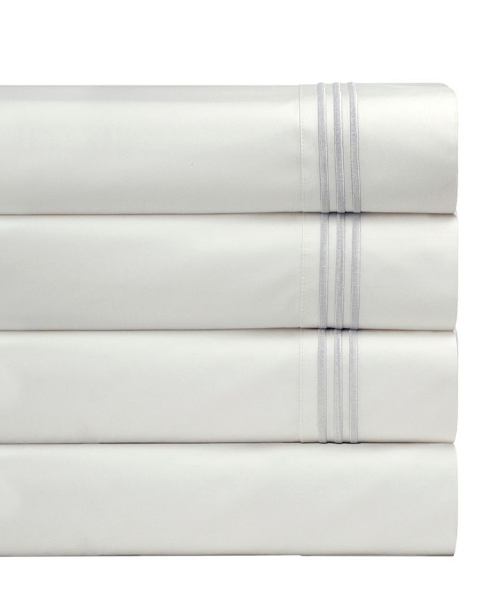 Pointehaven 300 Thread Count Embroidered Cotton Oversized Percale Sheet ...