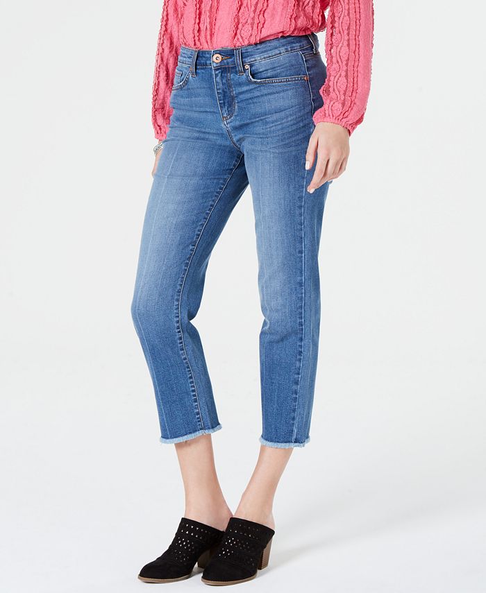 Style & Co High-Rise Cropped Frayed-Cuff Jeans, Created for Macy's - Macy's