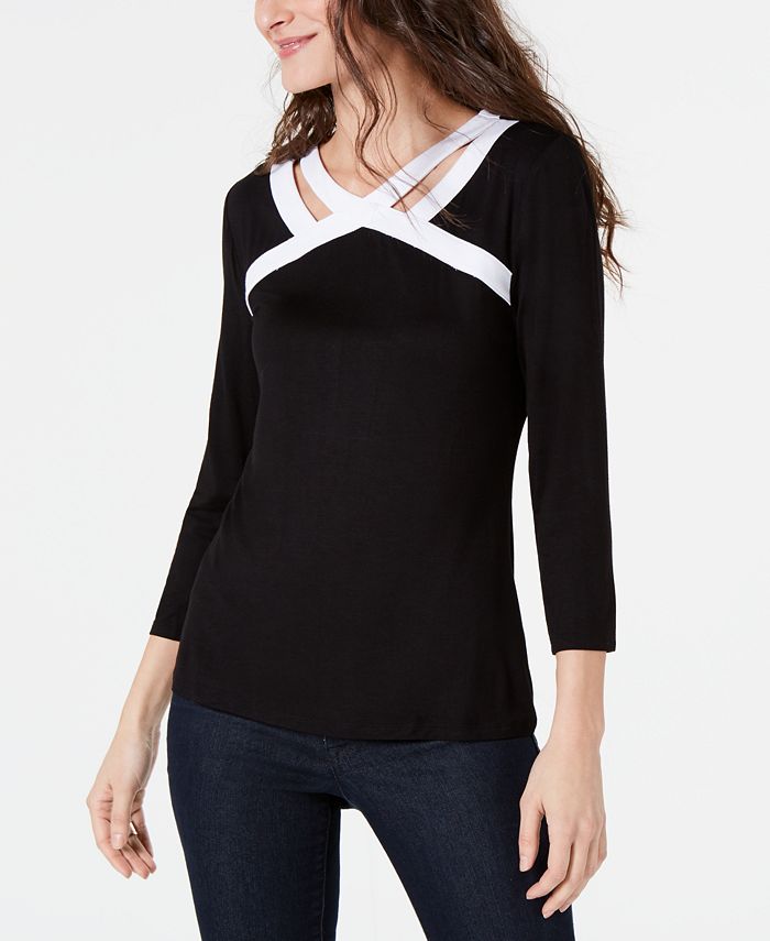 INC International Concepts I.N.C. Colorblock Cutout Top, Created for ...