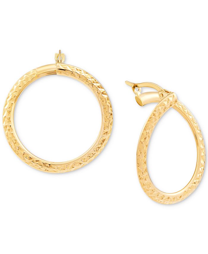 Italian Gold Textured Side Hoop Earrings in 14k Gold - Macy's
