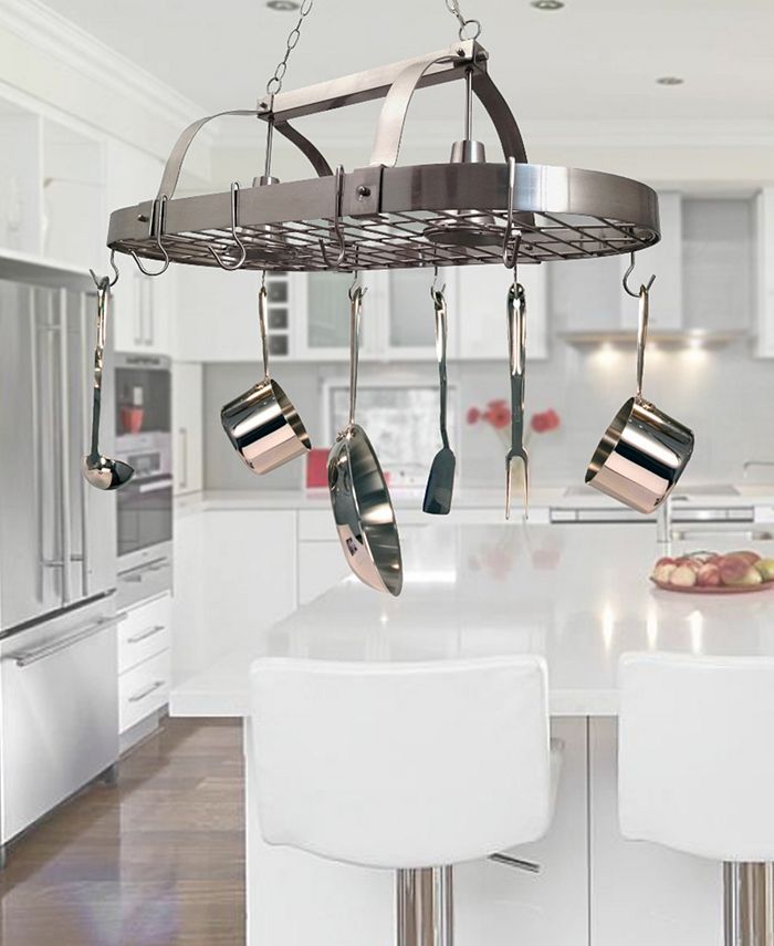 All The Rages Elegant Designs 2 Light Kitchen Pot Rack with Downlights ...