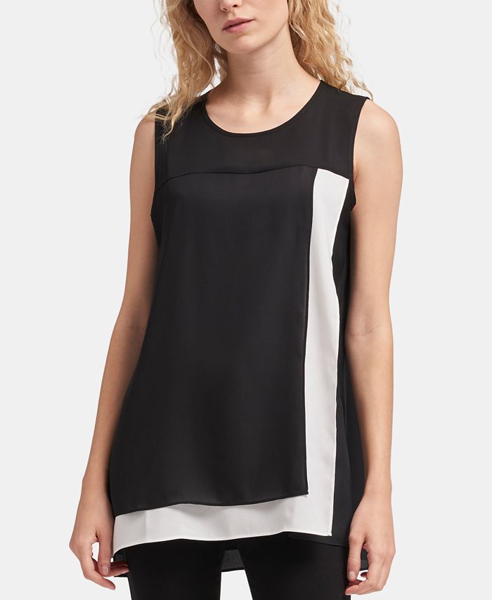 DKNY Sleeveless Colorblocked Top - Macy's