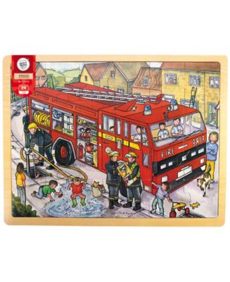 Bigjigs Toys Wooden Fire Engine Tray Puzzle- 24 Pcs - Macy's