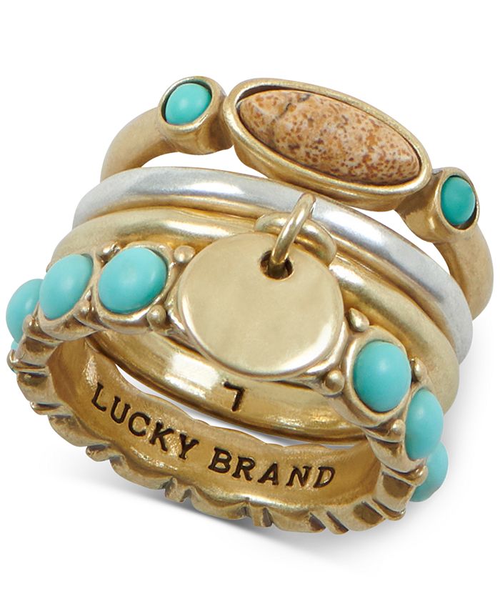 Lucky Brand Two-Tone Stone Stack Ring - Macy's