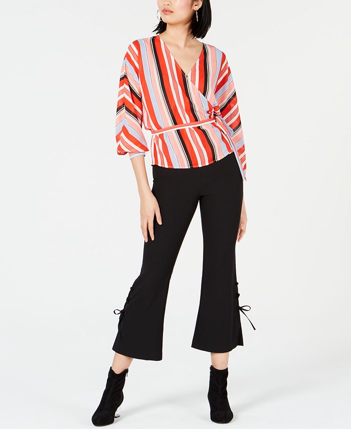 Bar III Lace-Up Cropped Flared Leg Pants, Created for Macy's & Reviews ...