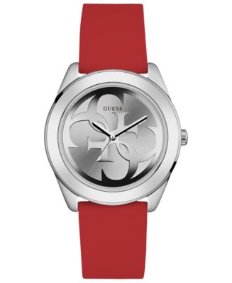 GUESS Women's Red Silicone Strap Watch 40mm - Macy's